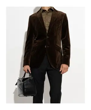 Etro Single-breasted Jacket In Arnica Motif Stretch Cotton Velvet