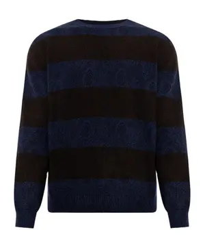 Etro Crew Neck Long-sleeved Knitwear - Navy Blue