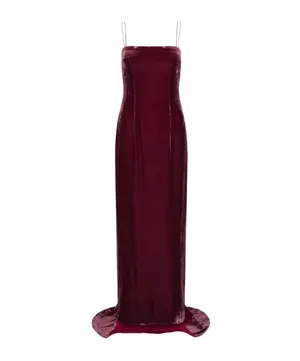 ROTATE BY BIRGER CHRISTENSEN Silk Velvet Strap Dress - Deep Red