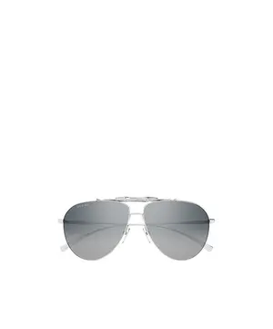 Gucci Aviator Frame Sunglasses With Bamboo-effect Brow Bar - Silver/gray