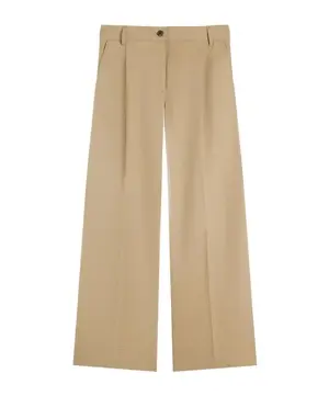 Tommy Hilfiger Logo Embroidered Wide Leg Chinos - Camel