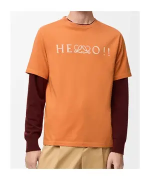 Loewe Logo Printed Regular Fit T-shirt - Orange