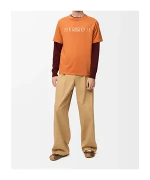 Loewe Logo Printed Regular Fit T-shirt - Orange