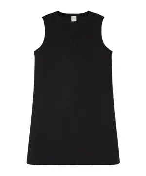 Calvin Klein Sleeveless Mini Dress With V-neck And Silver-tone Logo Plaque - Black