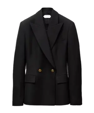 Versace Wool Grain De Poudre Blazer - Black