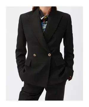 Versace Wool Grain De Poudre Blazer With Medusa Hardware