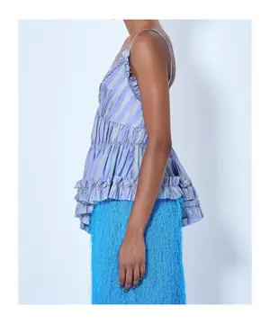 Dries Van Noten Cemil Striped Ruffled Satin Camisole
