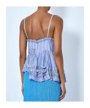 Dries Van Noten Cemil Striped Ruffled Satin Camisole