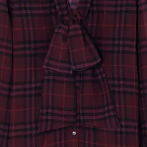 Burberry Silk Crepe De Chine Check Scarf Blouse - Zi Feng