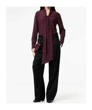 Burberry Silk Crepe De Chine Check Scarf Blouse - Zi Feng