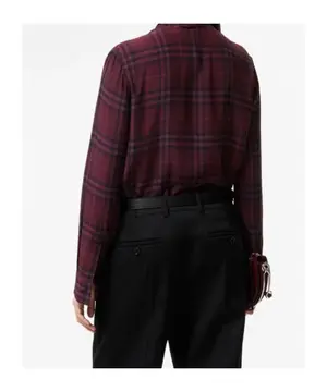 Burberry Silk Crepe De Chine Check Scarf Blouse - Zi Feng