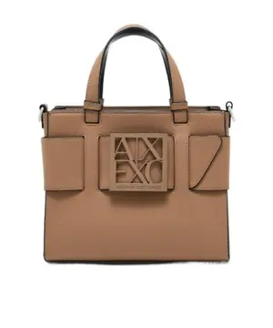 Armani Exchange Shopping Bag With Monogram - Brown