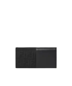 Fendi Ff Zucca Jacquard And Leather Wallet - Black