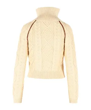 DIESEL® Cable-knit Zip Cardigan With Contrast Banding