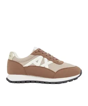 Armani Exchange Sneakers In Mesh And Microsuede - Brown