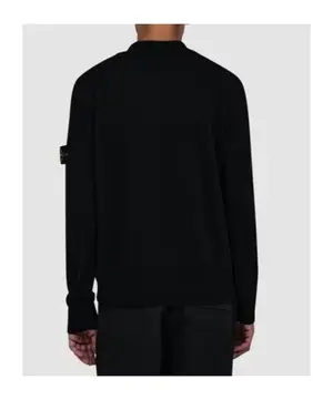 Stone Island Logo Patch Knitted Polo Shirt