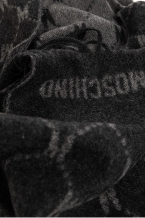 Moschino Monogram Fringed Knitted Scarf