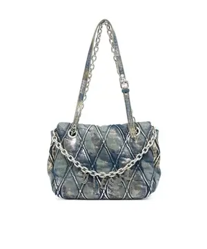 DIESEL® Charm D Quilted Metallic-foil Shoulder Bag