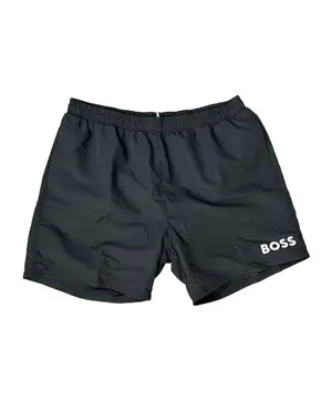 Hugo Boss Elastic Waist Shorts With Logo Embellishment - Black