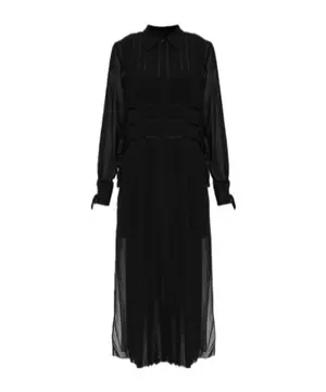 ALLSAINTS Long Sleeve Pleated Semi-transparent Maxi Dress