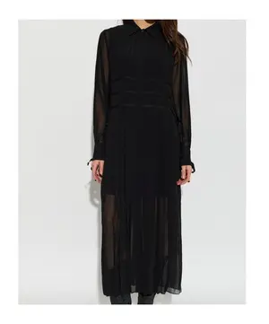 ALLSAINTS Long Sleeve Pleated Semi-transparent Maxi Dress