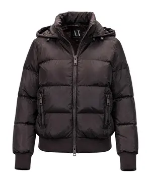 Armani Exchange Zipper Cotton Hooded Jacket - No