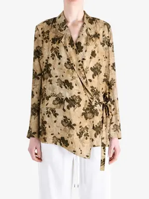 UMA WANG Long Sleeve Printed Jacket - Brown