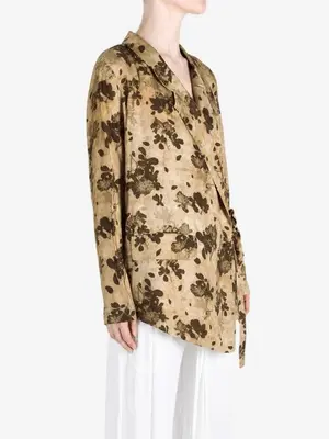 UMA WANG Long Sleeve Printed Jacket - Brown