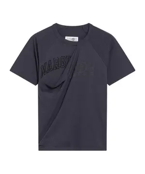 MAISON MARGIELA Draped Logo-print T-shirt - No
