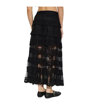 ALLSAINTS Maggie Tiered Lace Maxi Skirt - Black
