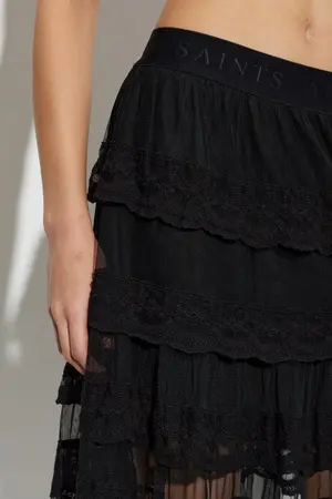 ALLSAINTS Maggie Tiered Lace Maxi Skirt - Black