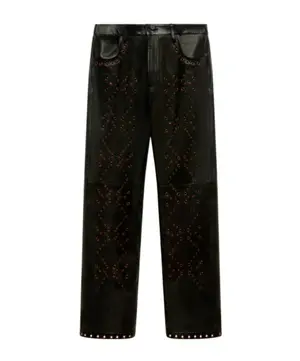Marni Leather Trousers With Studded Front - Black