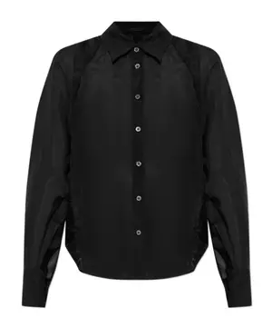 ALLSAINTS Long Sleeve Shirt With Pointed Collar - Black