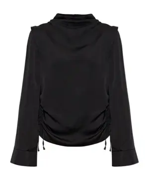 ALLSAINTS Long-sleeved Draped Top With Tie Details - Black