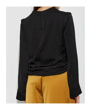 ALLSAINTS Long-sleeved Draped Top With Tie Details - Black