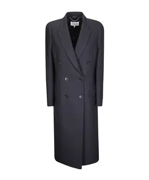 MAISON MARGIELA Long Double-breasted Coat - Black