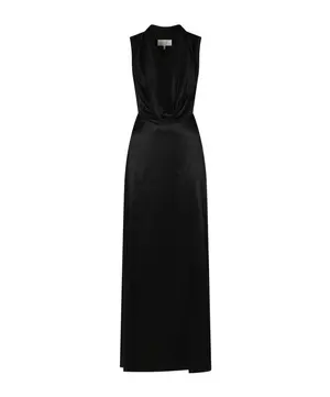 MAISON MARGIELA Draped Cowl Neck Sleeveless Maxi Dress - Black