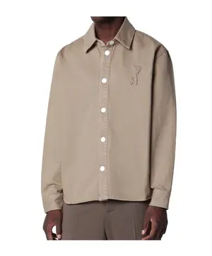 AMI Paris Collared Long-sleeved Shirt - Taupe