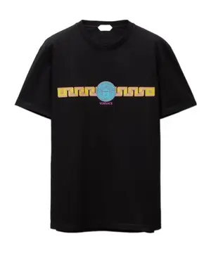 Versace Printed Cotton-jersey Slim T-shirt - Black