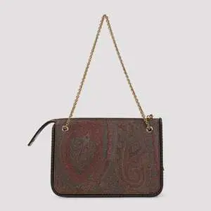 Etro Arnica Crossbody Clutch Bag In Paisley Jacquard With Braided Leather And Gold Tone Chain Strap