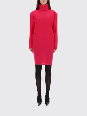 Saint Laurent Long Sleeve High Neck Dress - Pink