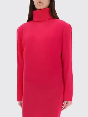 Saint Laurent Long Sleeve High Neck Dress - Pink