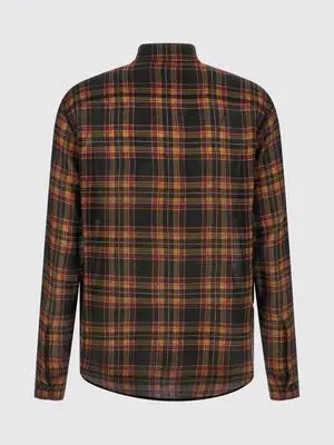 Saint Laurent Long Sleeve Plaid Shirt With Pussy Bow