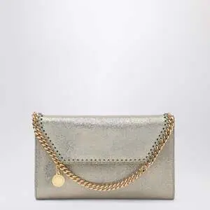 Stella McCartney Falabella Chain Wallet In Metallic Pyrite - Silver
