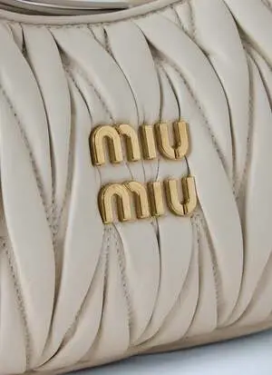 Miu Miu Small Wander Matelassé Hobo Bag - White