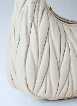 Miu Miu Small Wander Matelassé Hobo Bag - White