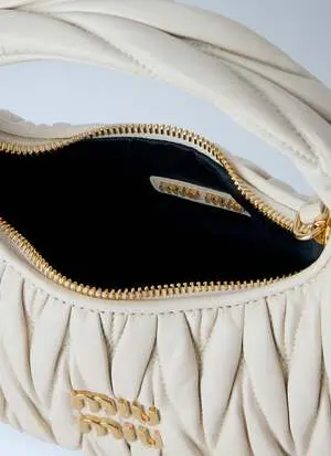 Miu Miu Small Wander Matelassé Hobo Bag - White