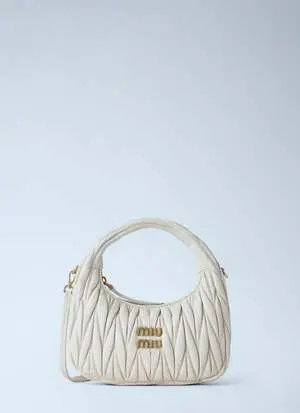 Miu Miu Small Wander Matelassé Hobo Bag - White