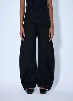 LEMAIRE High Waisted Curved Wide Leg Pants - Black