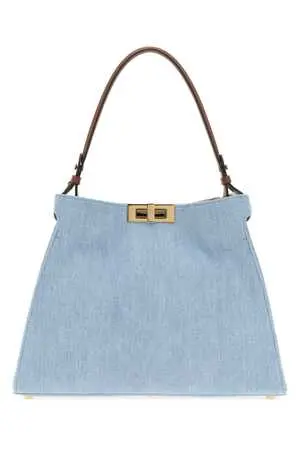 Fendi Denim Medium Way Shopping Bag - Blue